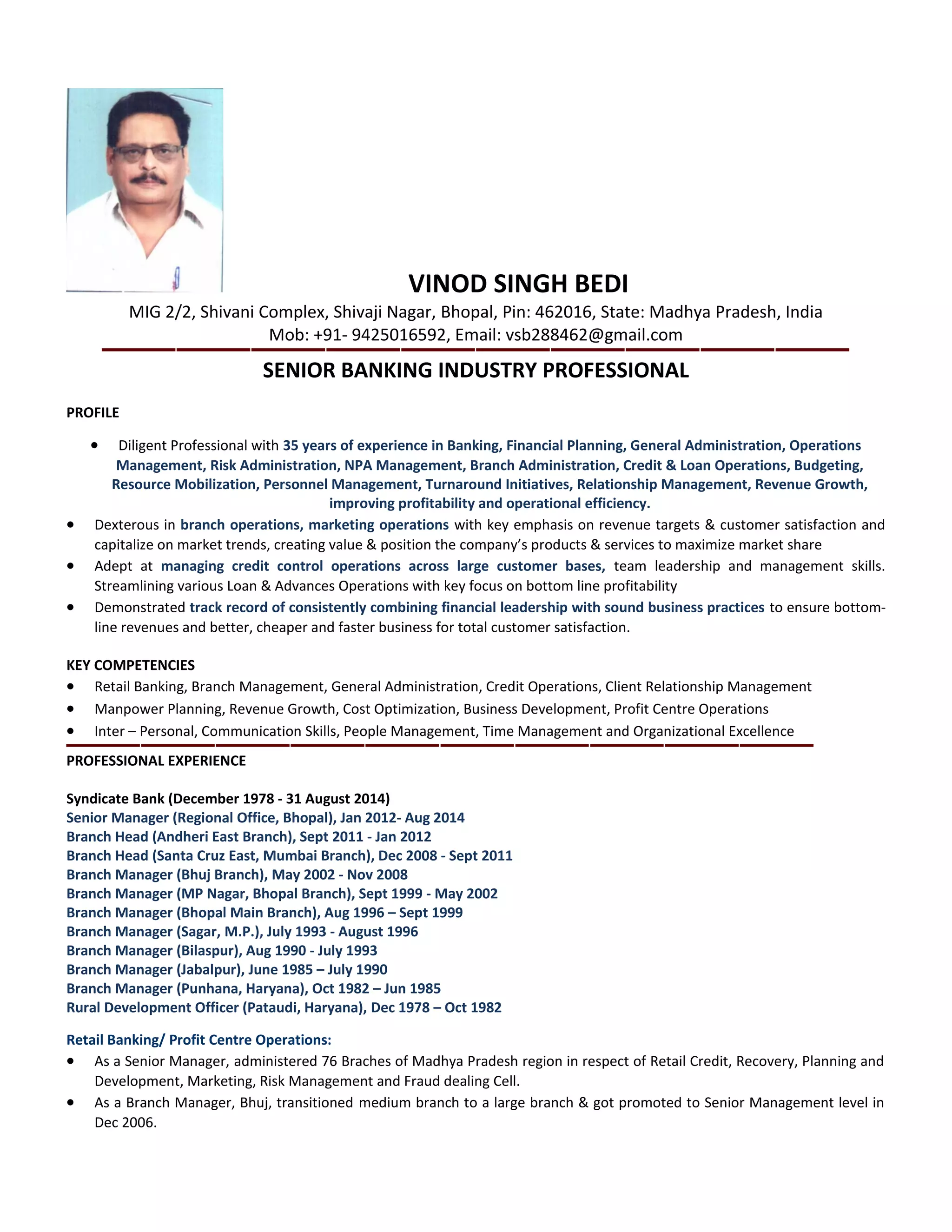 VINOD SINGH BEDI banking | PDF