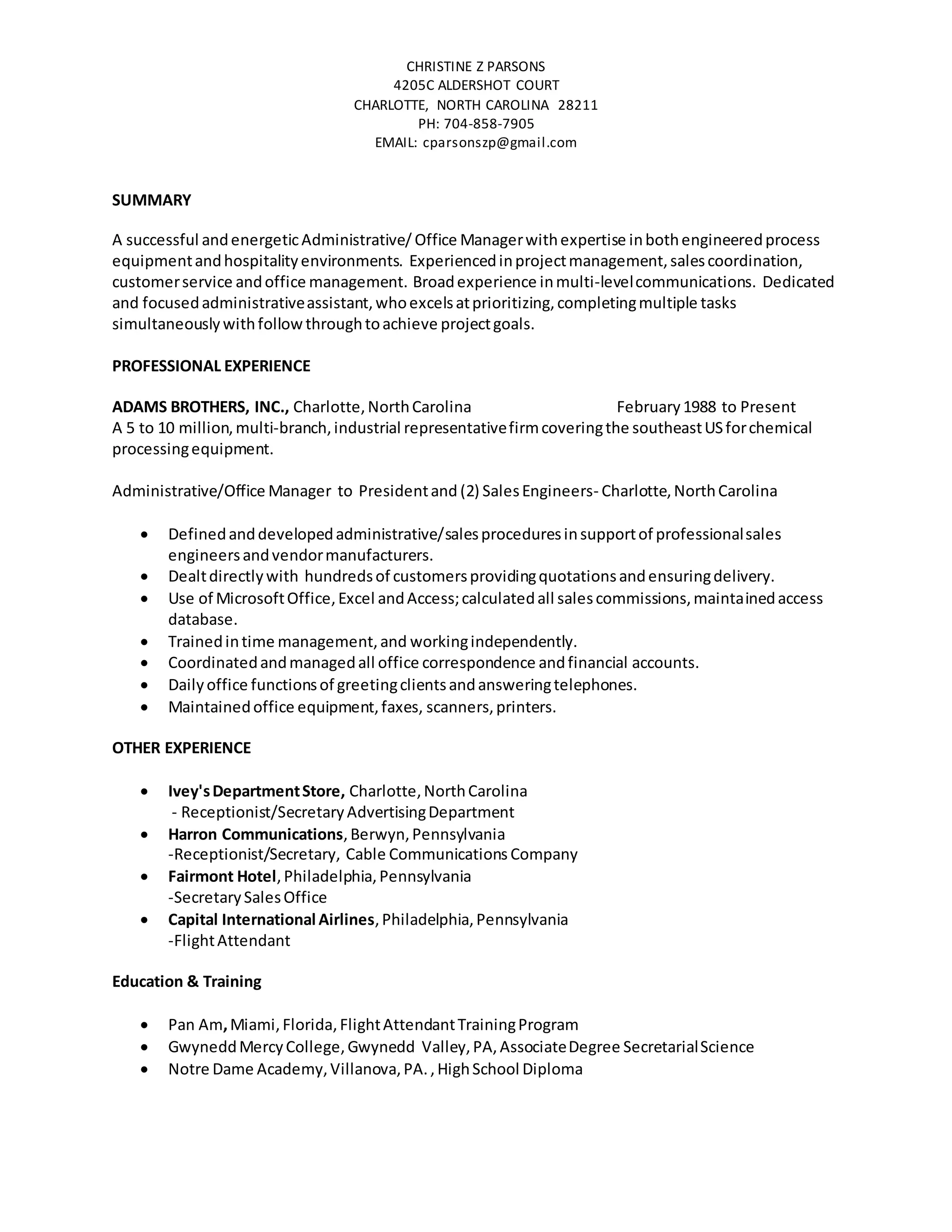 Christine Z Parsons Resume 3-2-16 | DOCX