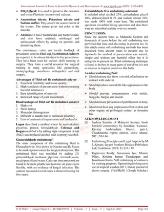 A Review Article on Soft Embalming Methods in Ayurveda and Modern ...