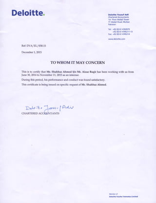 Deloitte Work Certificate | PDF