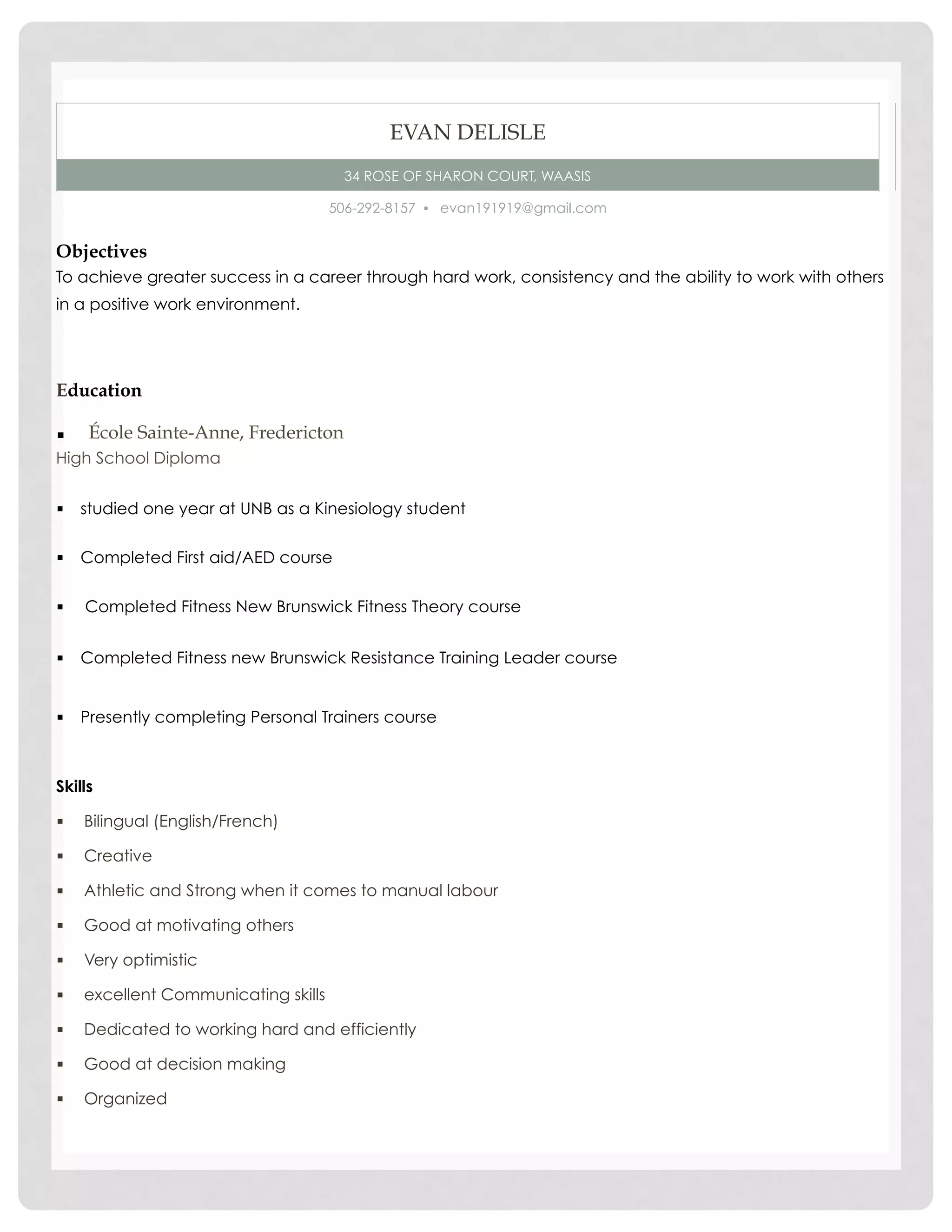 EVAN DELISLE RESUME 09:15 | PDF