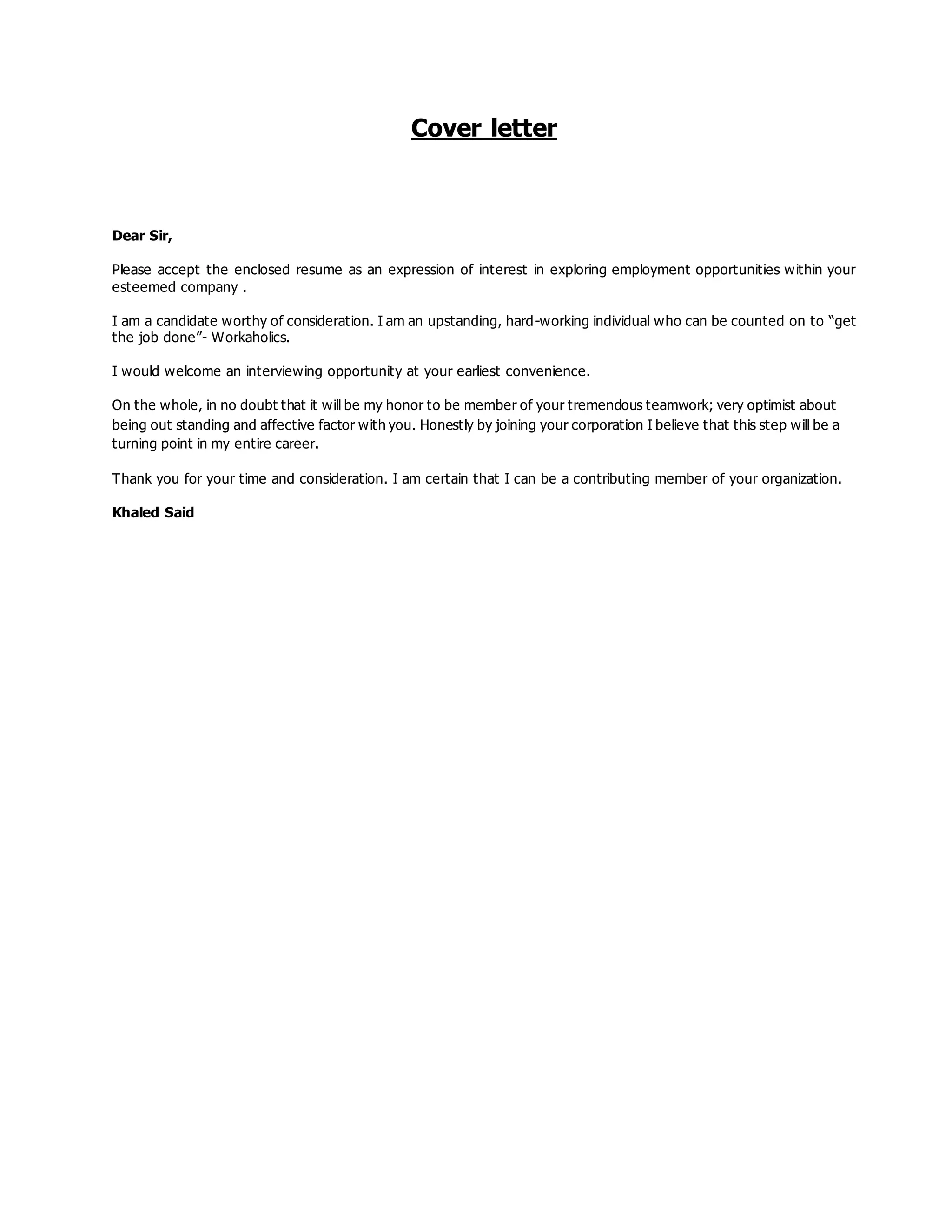Khaled Said Cover letter | DOCX