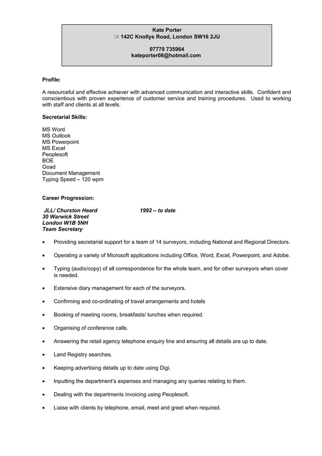 Kate Porter - CV | PDF