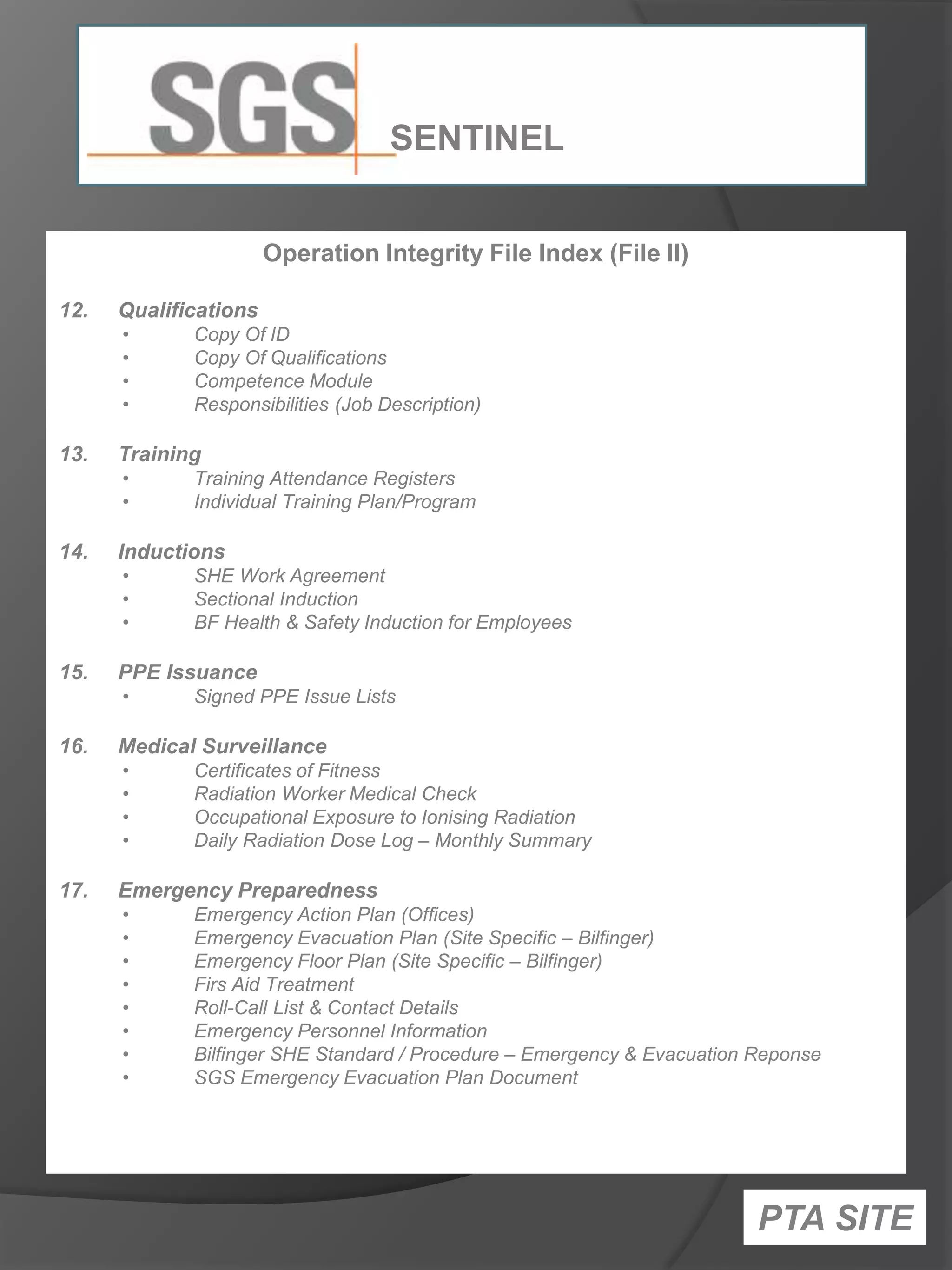 Safety File Index | PPTX