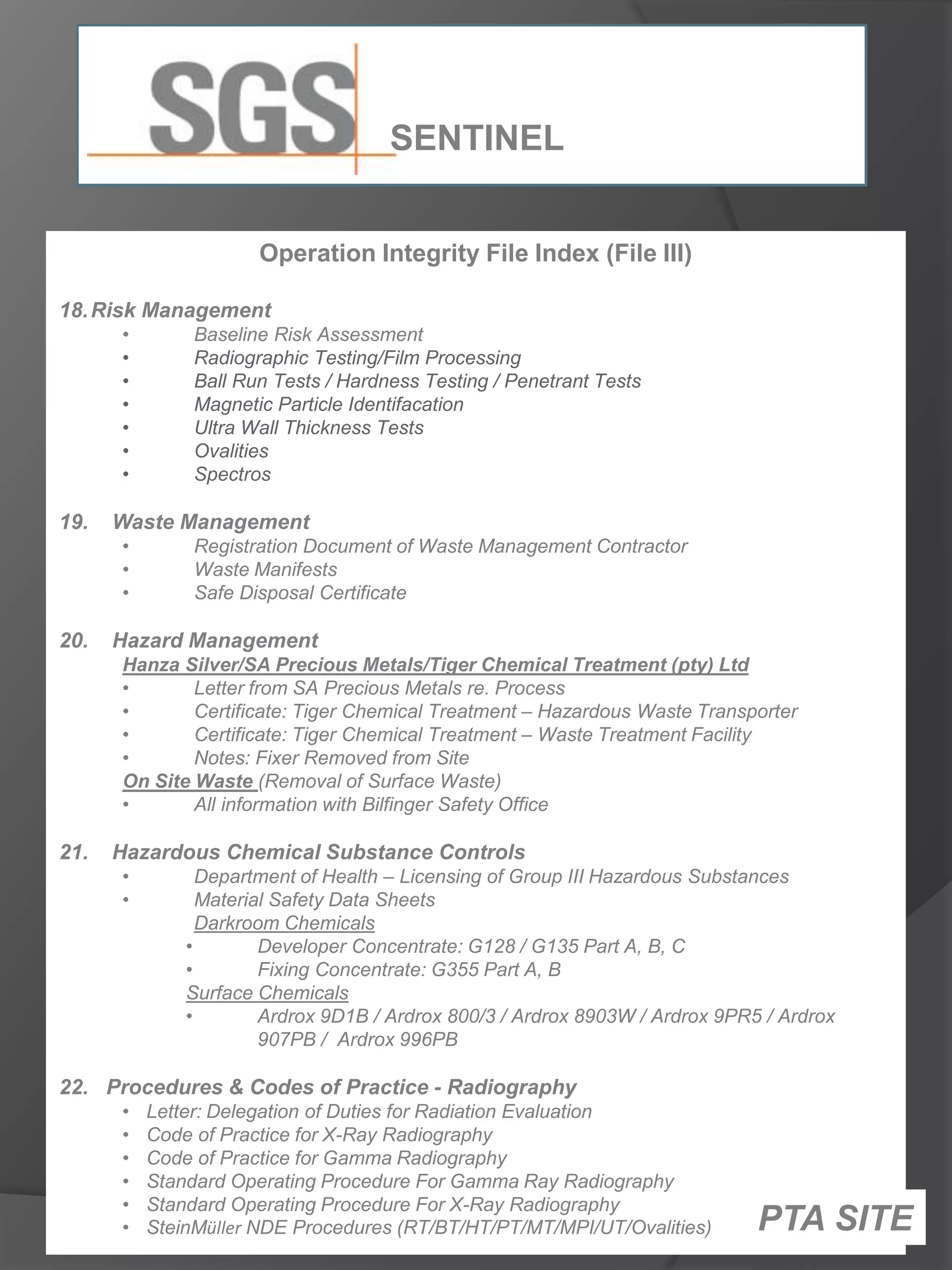 Safety File Index | PPTX