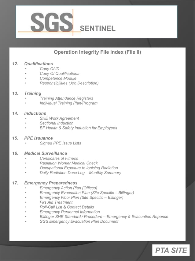 Safety File Index | PPTX