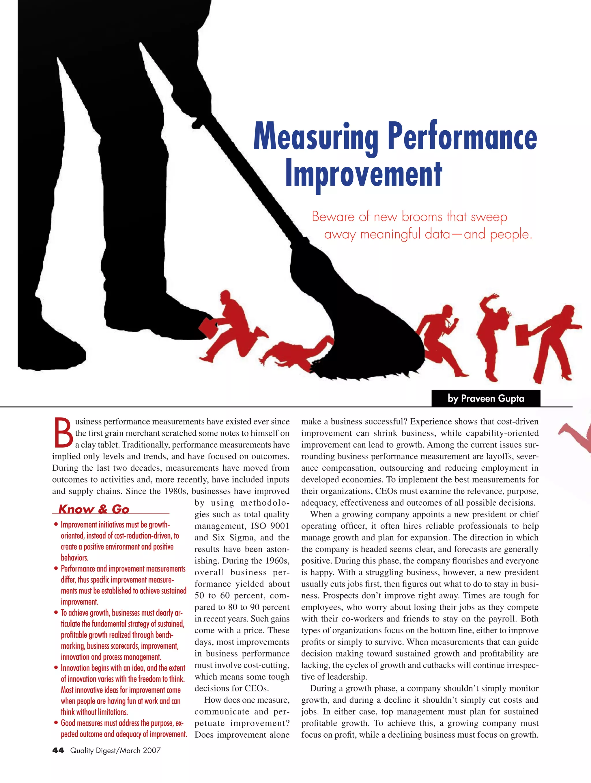 Measuring Performance Improvement | PDF