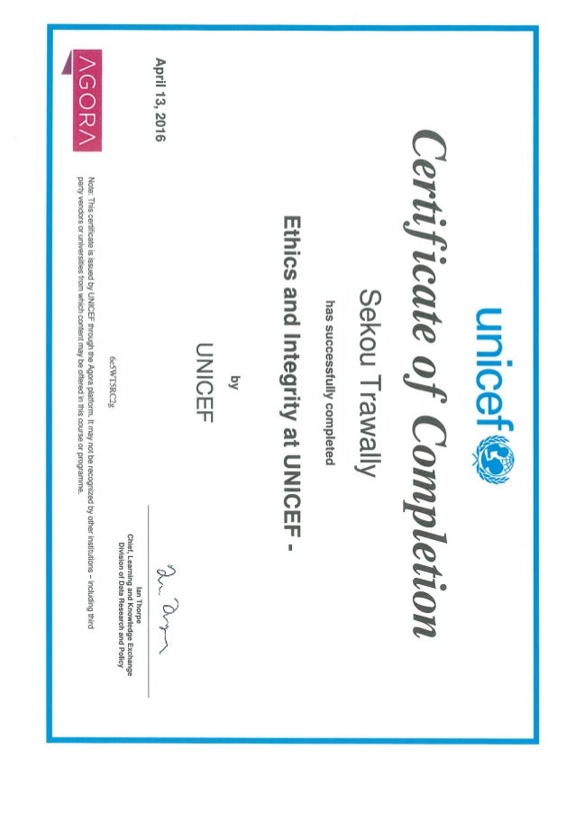 UNICEF Certificates