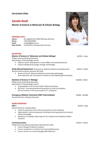 Carolin Knoll, Curriculum Vitae | PDF