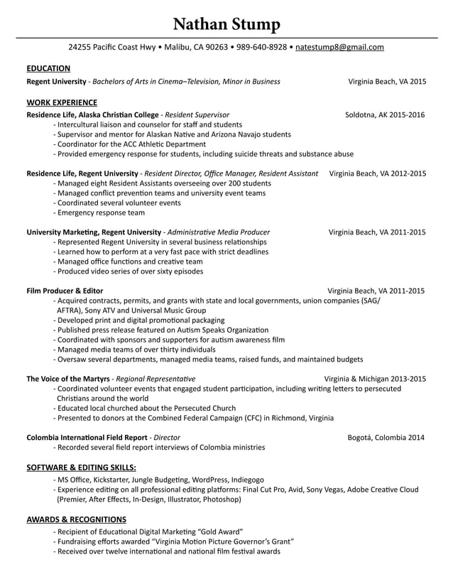 Nathan Stump Resume | PDF