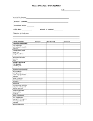 4 3 class observation checklist_fabiola_pérez_palma | PDF