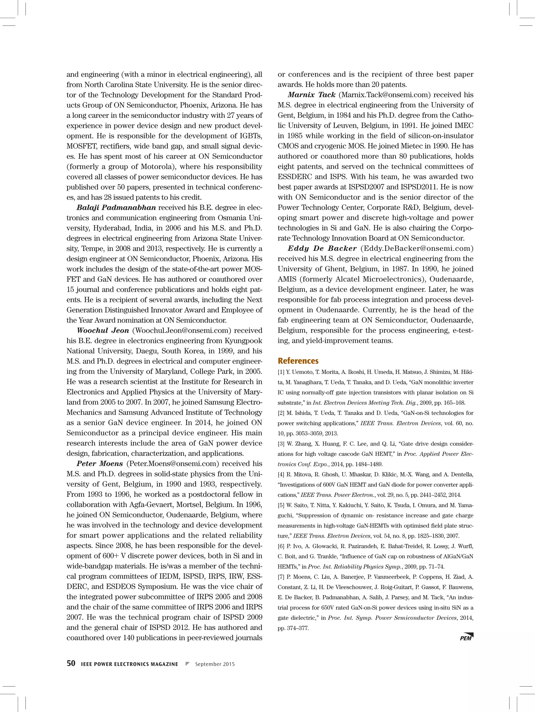 ON_GaN_Featured Article_in_IEEE_Power_Electronics_Magazine_Sept.2015