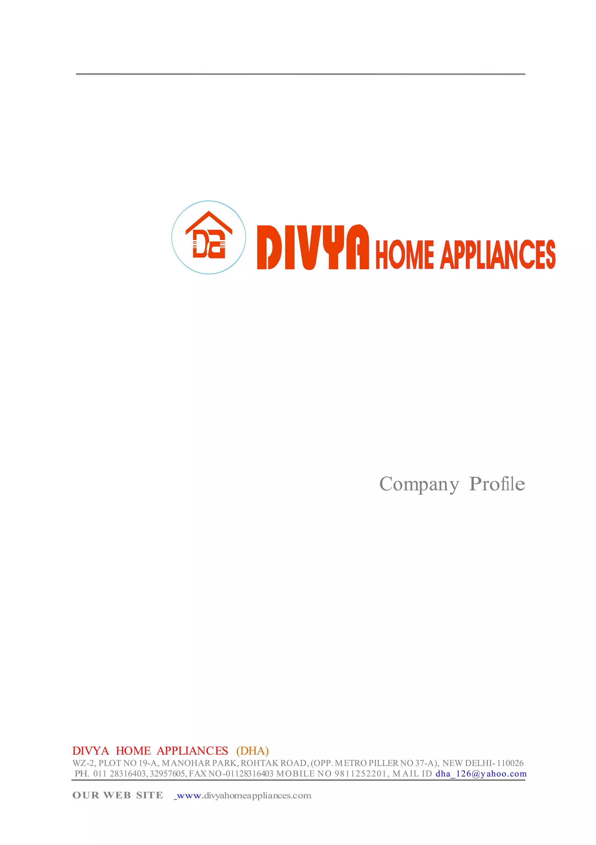 COMPANY PROFILE DIVYA HOME APPLIANCES | DOCX