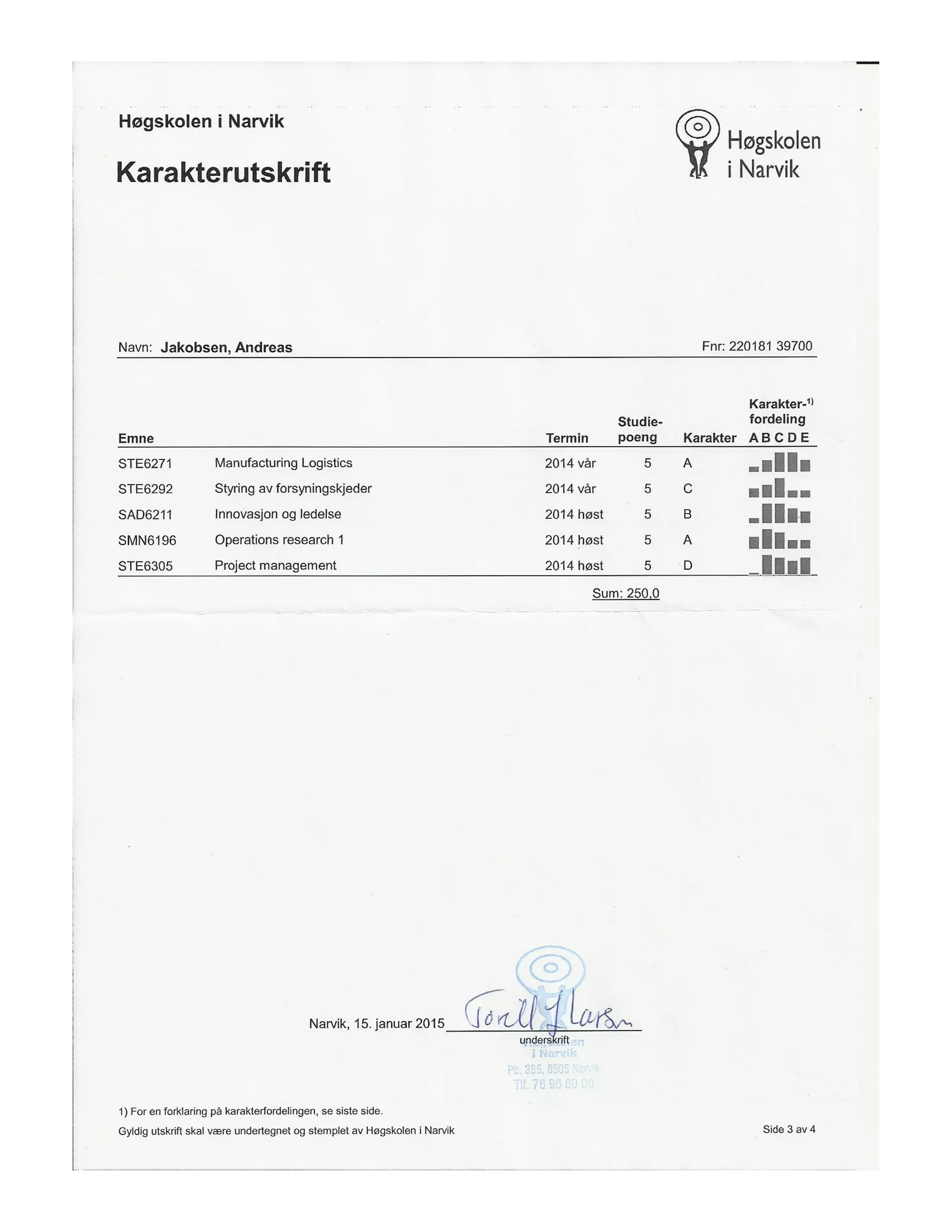 Karakterutskrift HiN | PDF