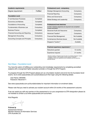 CPA assessment outcome | PDF