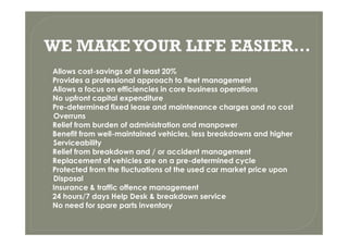 PROPOSAL ON FLEET MANAGEMENT SERVICES BY OPTIMUM HOLIDAYS | PDF