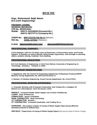 Resume engr sajid aleem 2016 | PDF