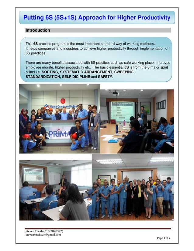 Putting 6S (5S+1S) Approach for Higher Productivity | PDF