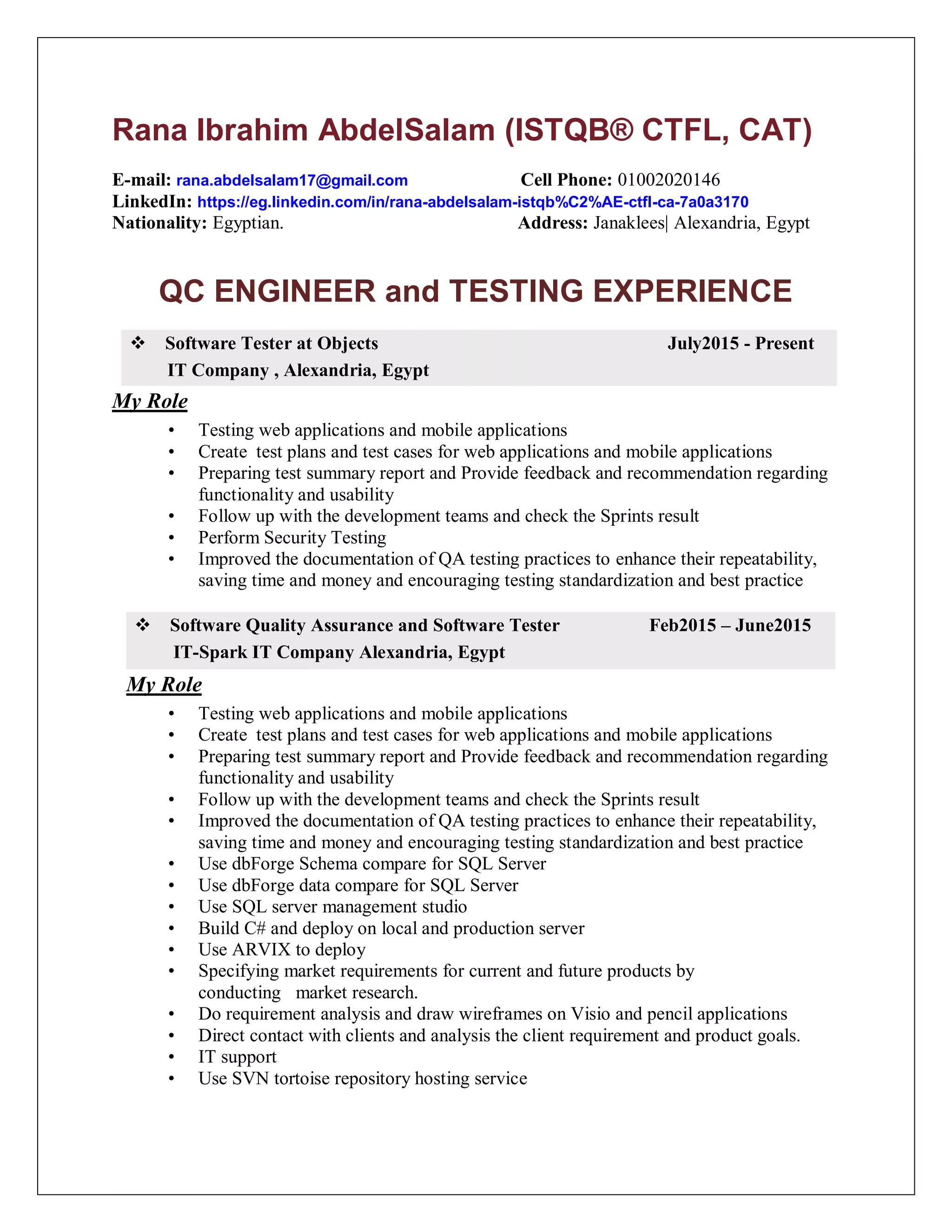 Rana Abdelsalam CV | PDF