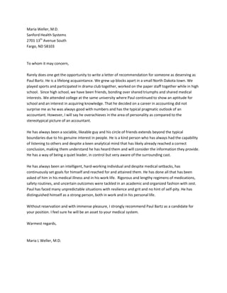 Paul Bartz Recommendation Letter 1 | PDF