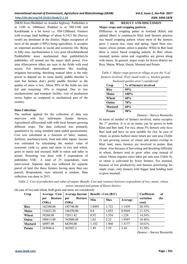economy of production and labor requirement in major field | PDF ...