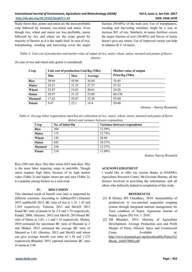 economy of production and labor requirement in major field | PDF ...