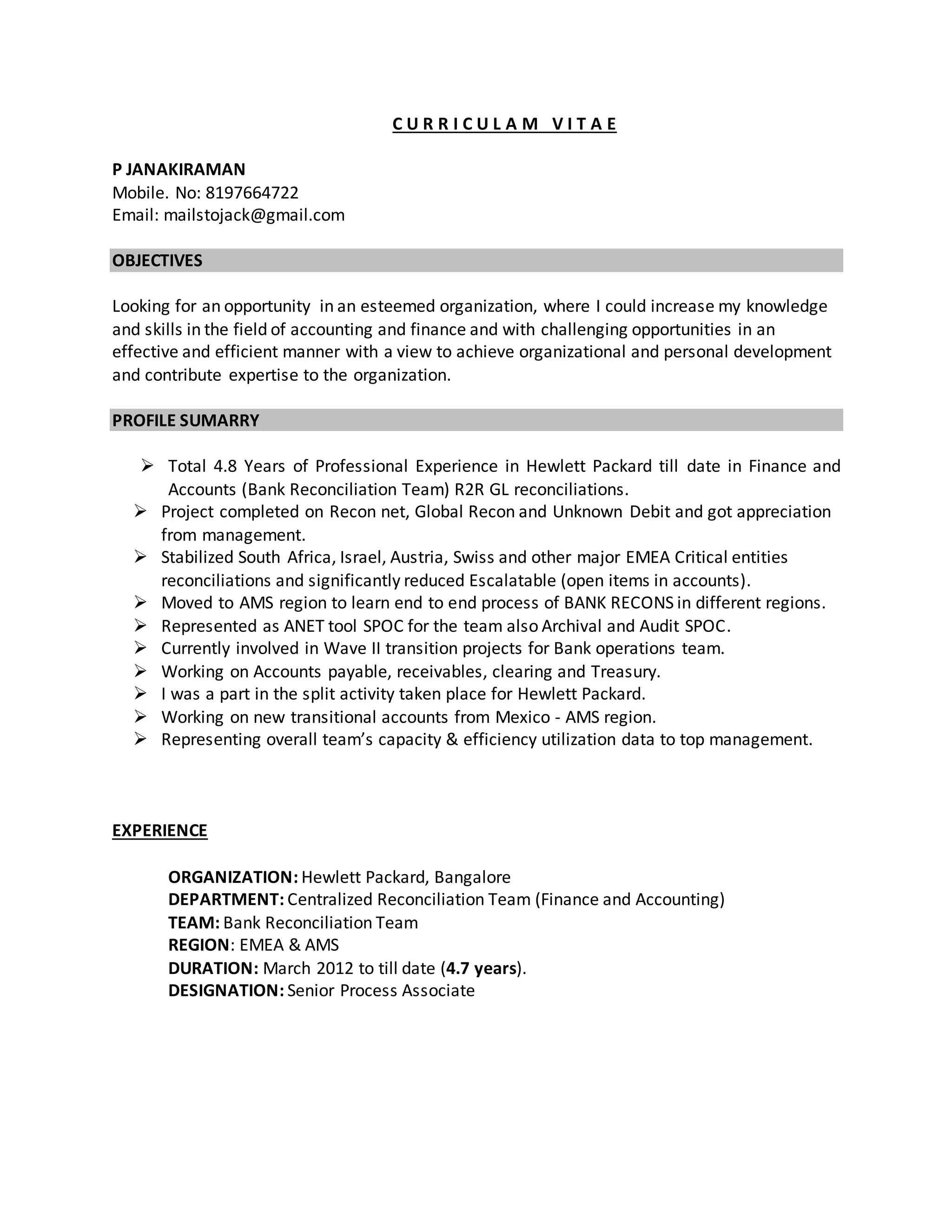 JANAKIRAMAN Resume | DOCX