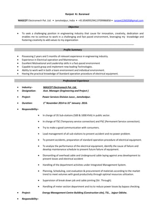 Ranjeet resume Industrial | DOC | Civil Engineering Industry | Industries