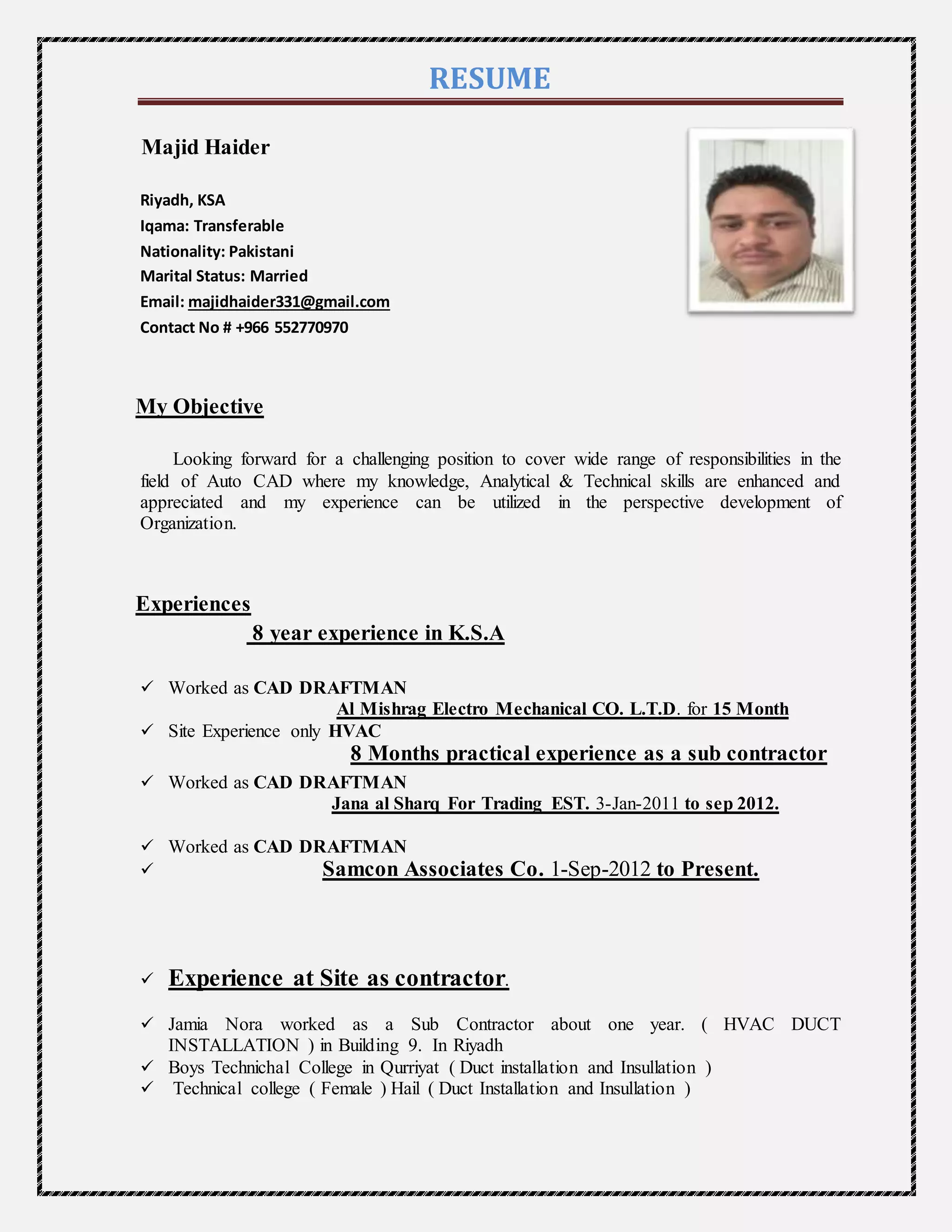 Majid Haider cv 111 | DOCX | Islam | Religion & Spirituality