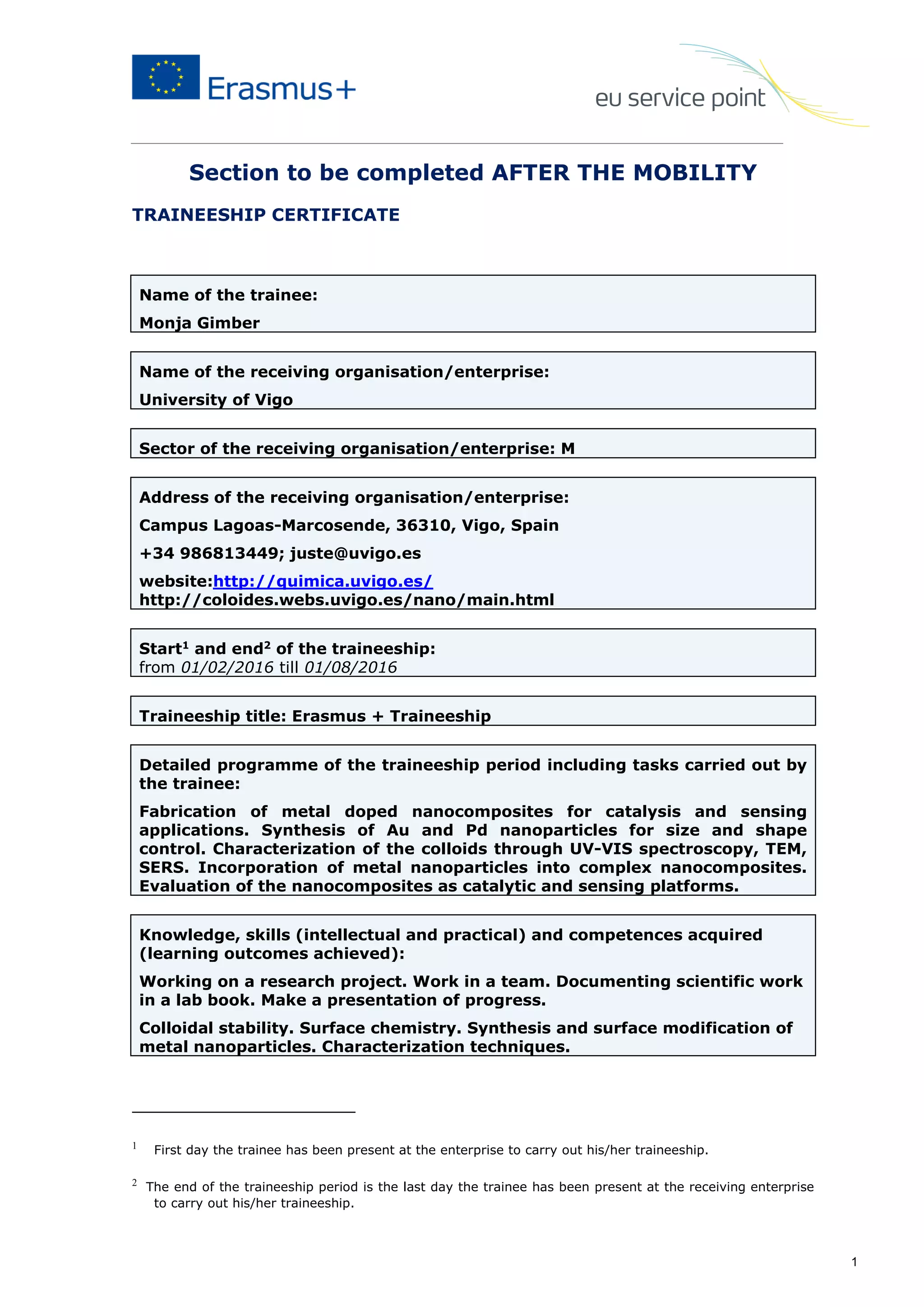 Traineeship CCG_Certificate_Monja Gimber | PDF