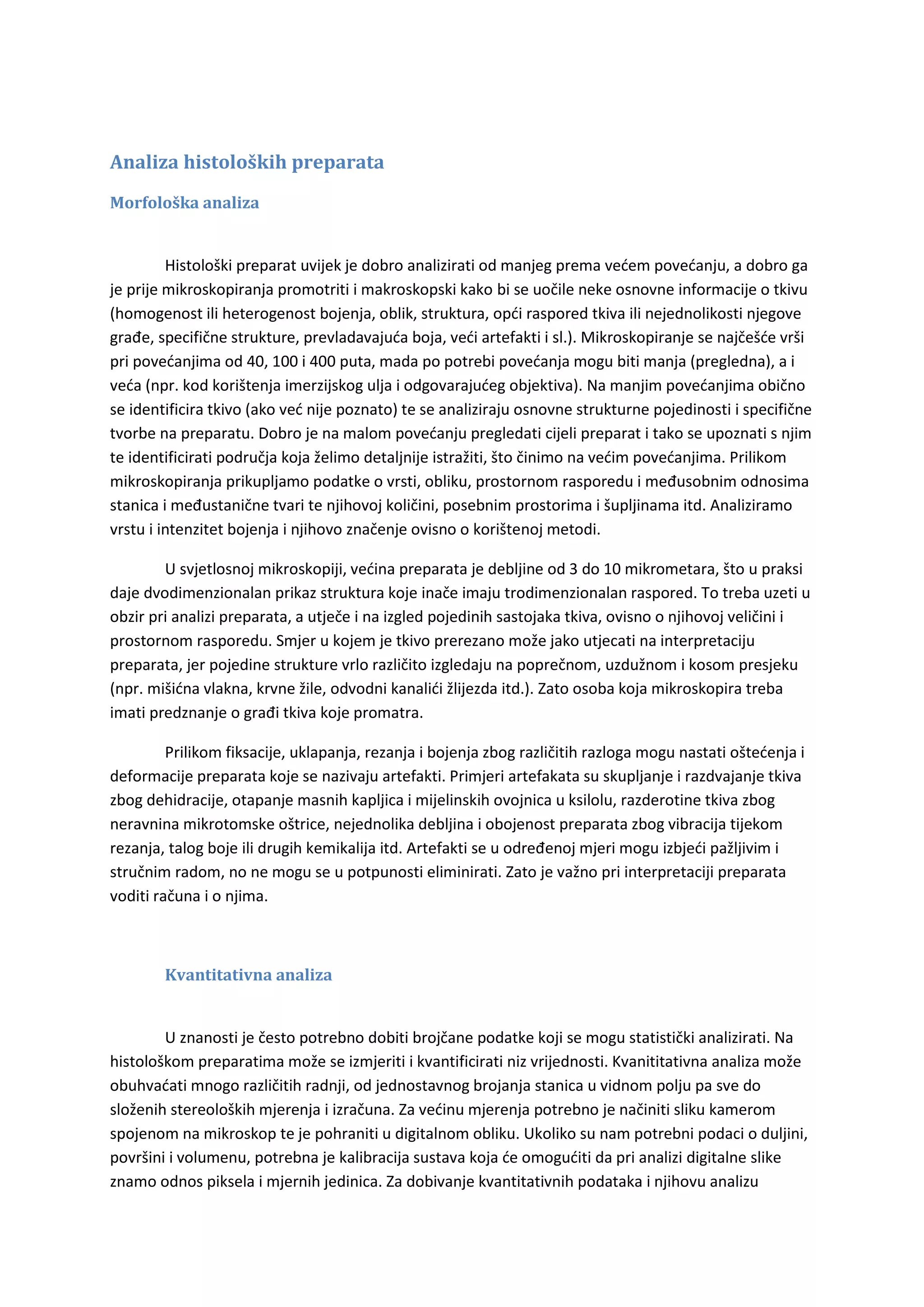 BOJENJE I ANALIZA HISTOLOŠKIH PREPARATA | PDF