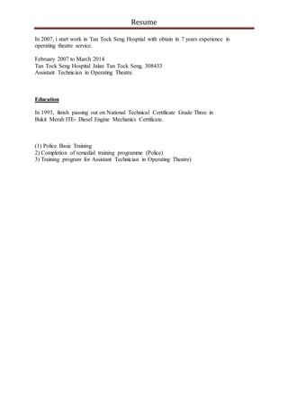 Kelvin lau keng swee CV | DOCX