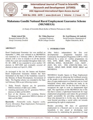 Mahatama Gandhi National Rural Employment Guarantee Scheme | PDF