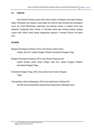 PANDUAN PENULISAN LAPORAN AKHIR SESI JUN 2015 | PDF