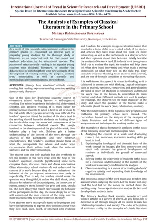 The Analysis of Examples of Classical Literature in the Primary School ...