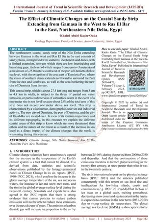 The Effect of Climatic Changes on the Coastal Sandy Strip Extending ...