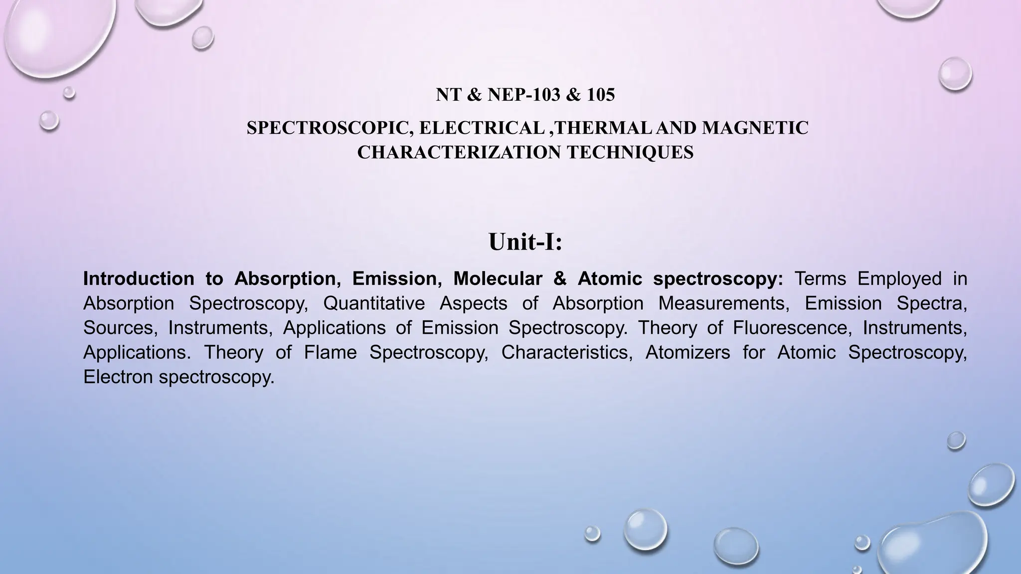 Atomic spectroscopy Introduction to Absorption, Emission, Molecular ...