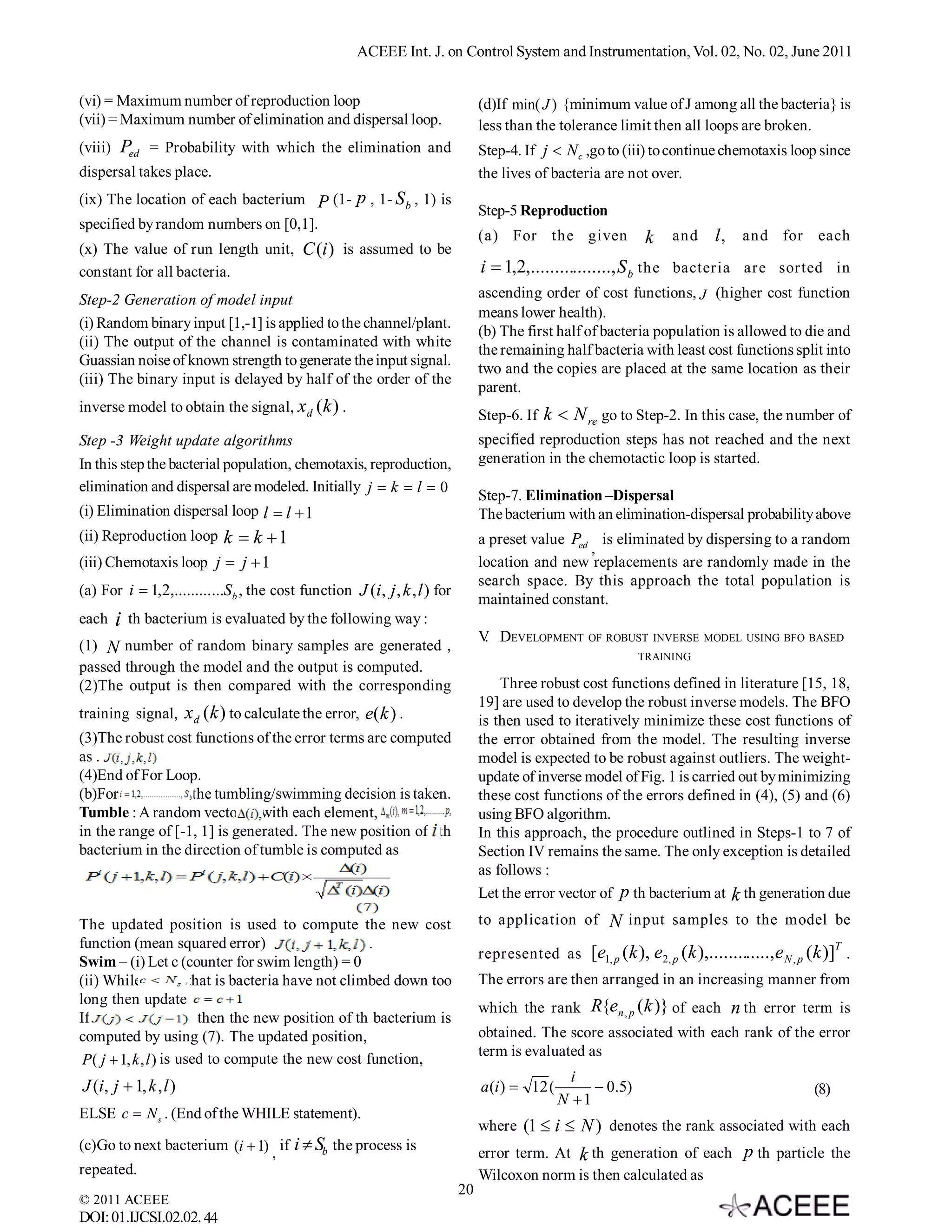 Development Of Robust Adaptive Inverse Models Using Bacterial Foraging Optimization Pdf