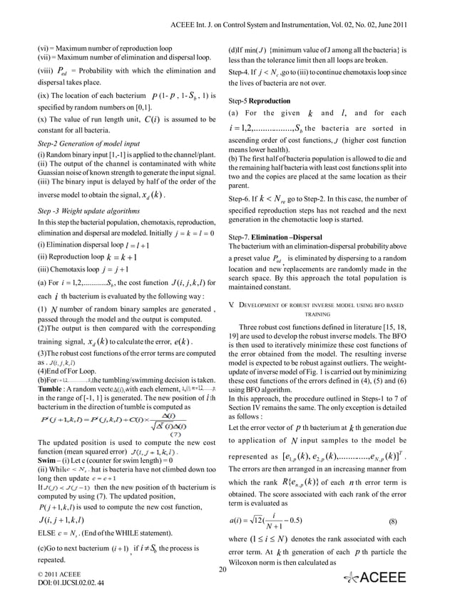 Development Of Robust Adaptive Inverse Models Using Bacterial Foraging