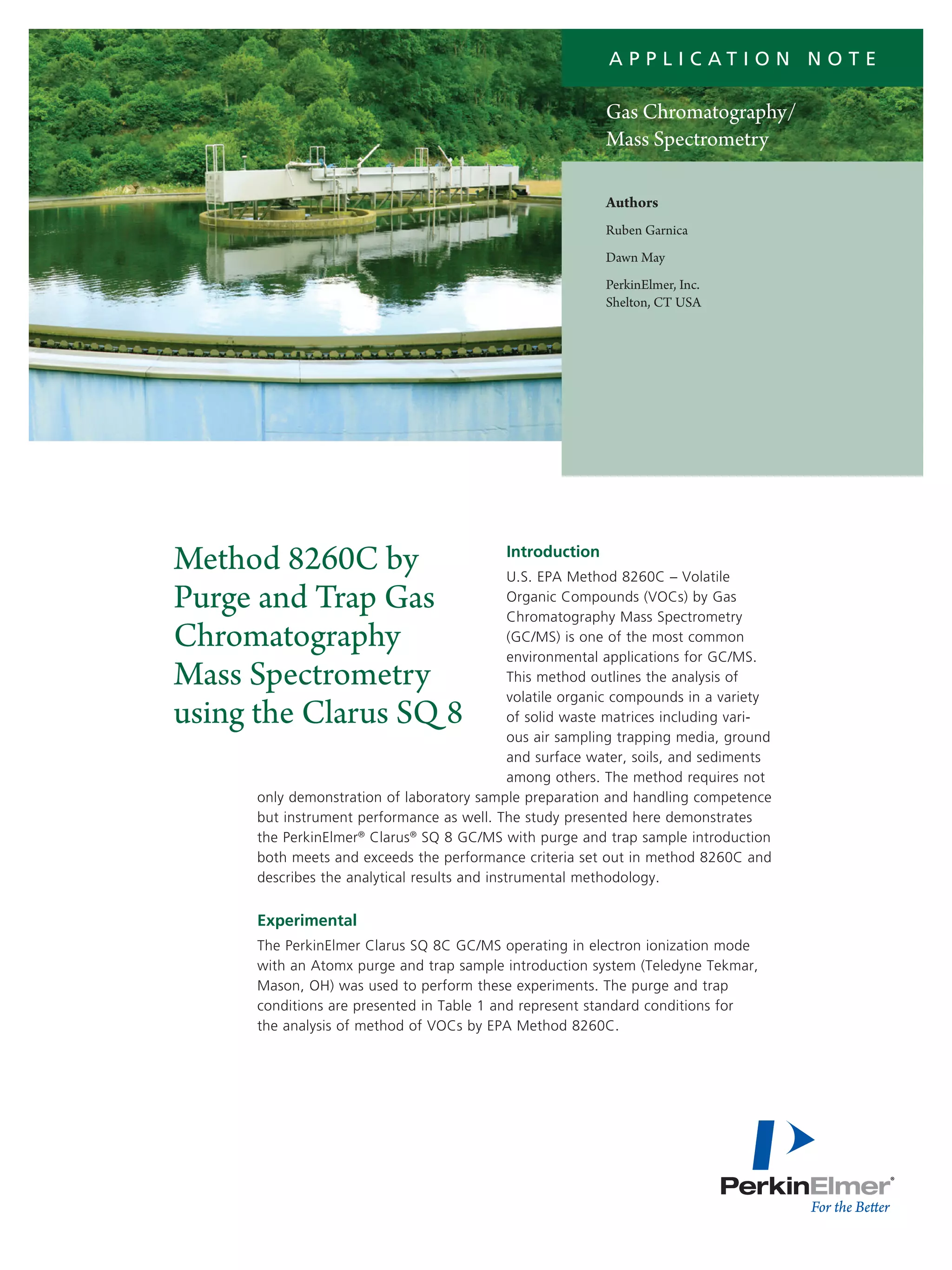 Method 8260C by Purge and Trap Gas Chromatography Mass Spectrometry ...