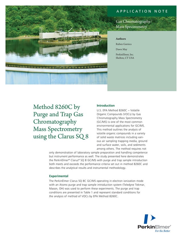 Method 8260C by Purge and Trap Gas Chromatography Mass Spectrometry ...