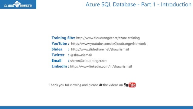 Session 44 - Azure SQL Database - Part 1 - Introduction | PPT