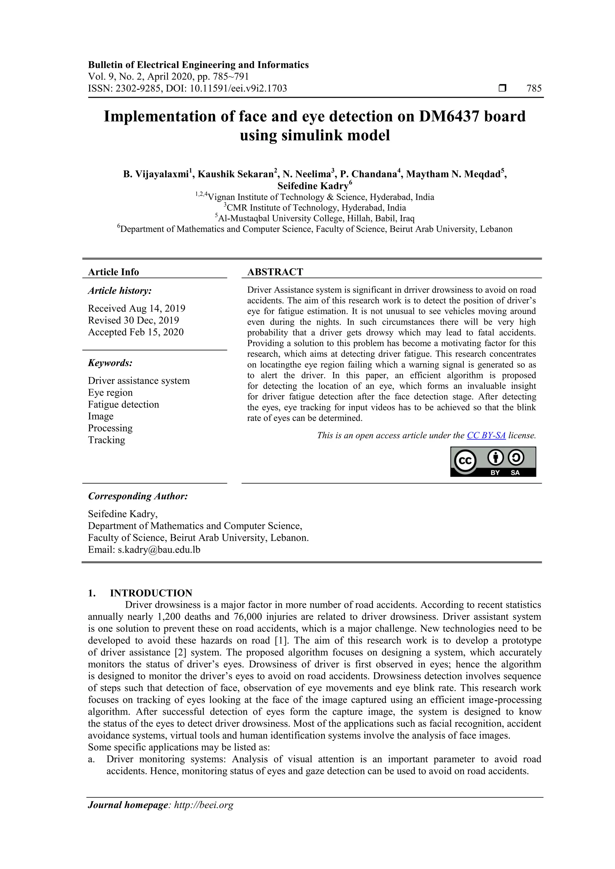 Implementation of face and eye detection on DM6437 board using simulink model | PDF