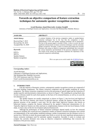 Towards an objective comparison of feature extraction techniques for automatic speaker ...