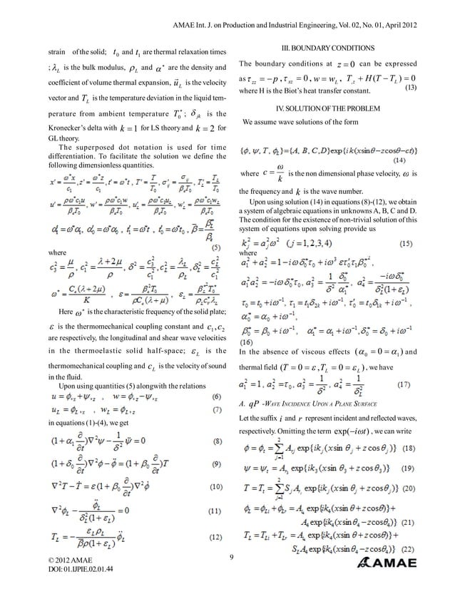 Reflection and Transmission of Thermo-Viscoelastic Plane Waves at Liquid-Solid Interface | PDF