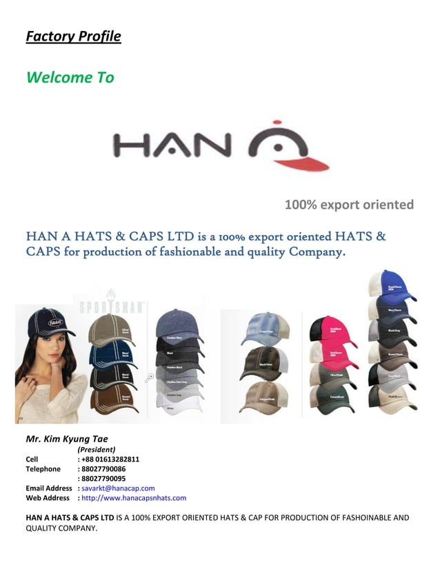 HAN A HATS FACTORY PROFILE.PDF | Manufacturing Industry | Industries