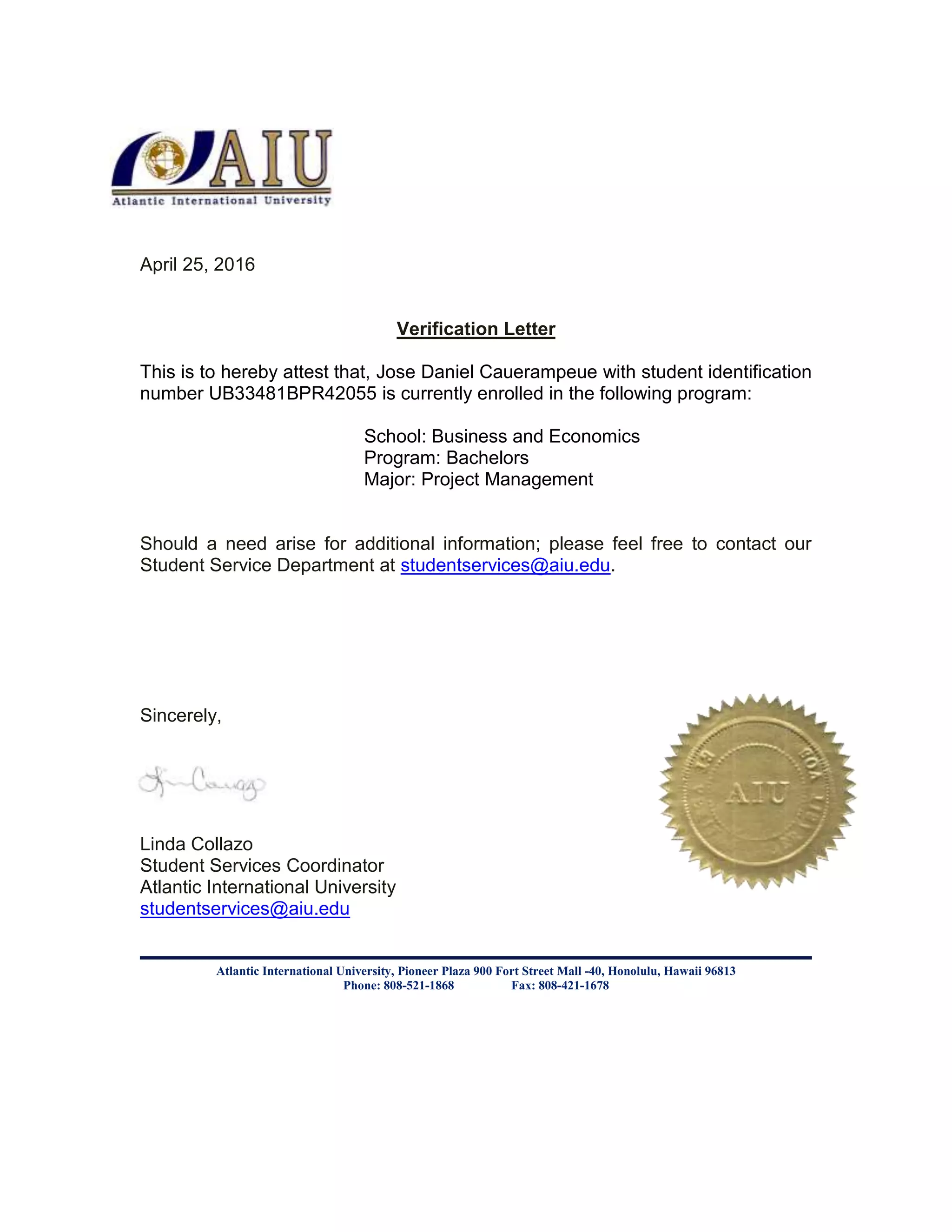 Verification Letter | PDF