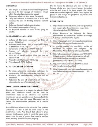 Adhesive from Petrol and Thermocol | PDF
