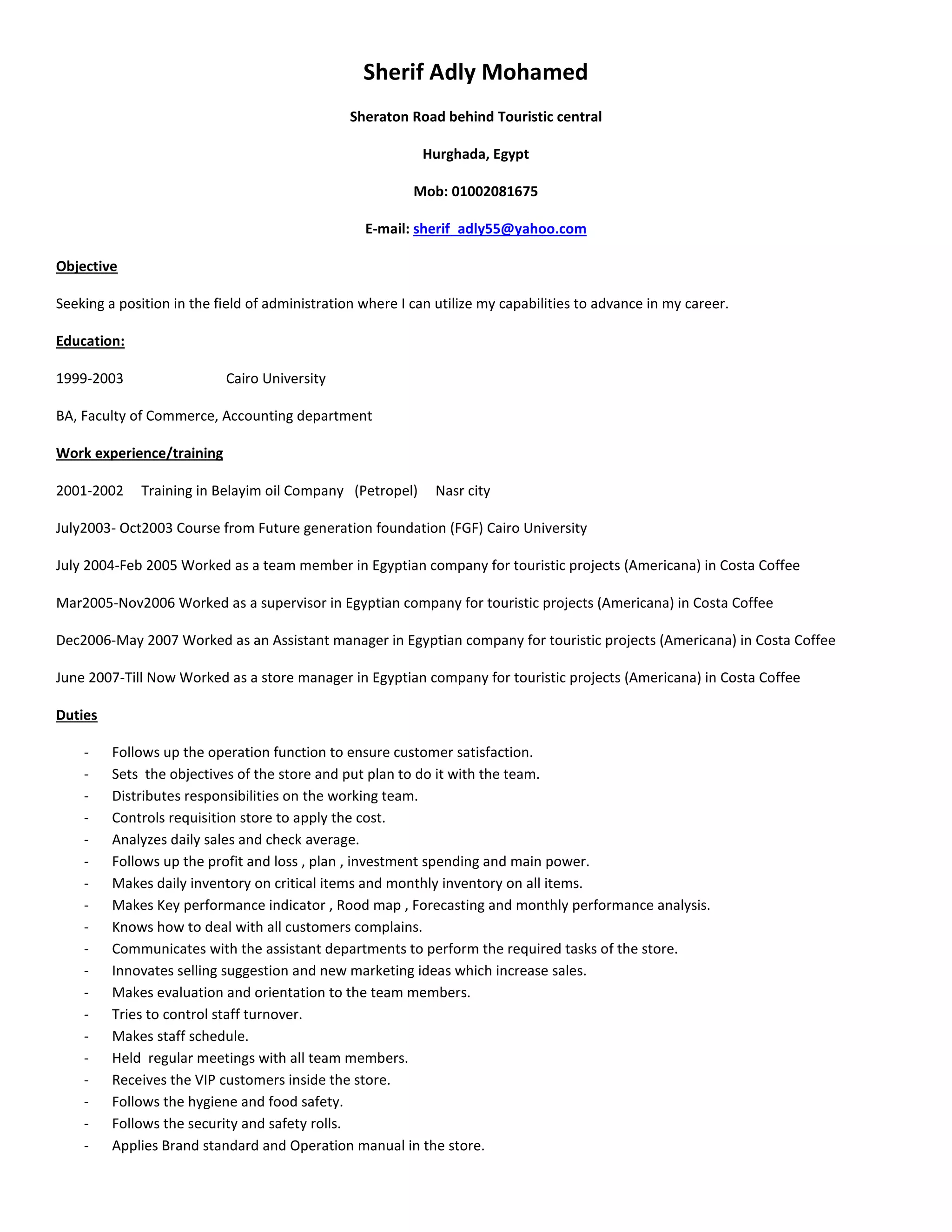 Sherif C.V | PDF | Business Operations | Business