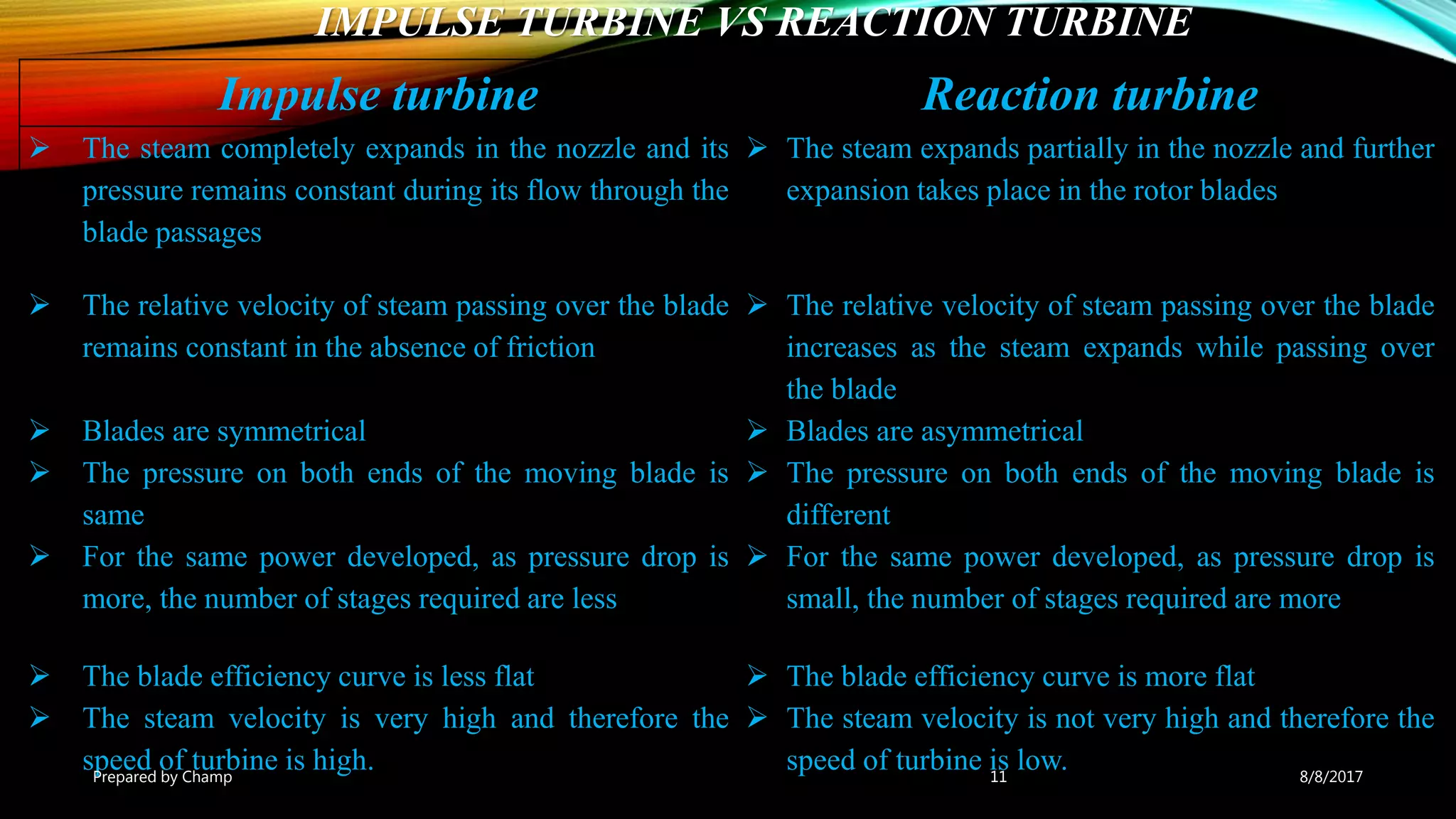 Impulse and reaction steam turbines | PPTX